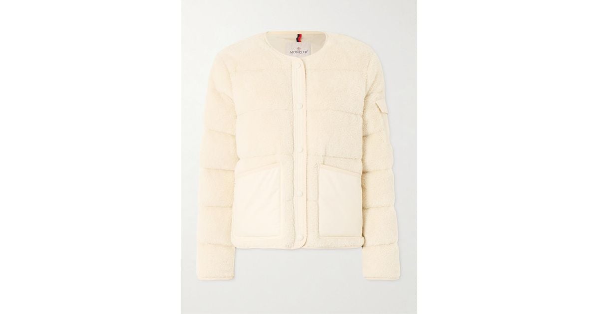 Moncler Shell-Trimmed Quilted Cotton-Fleece Down Jacket in Natural | Lyst