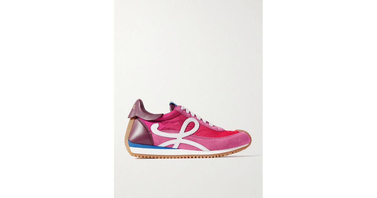 Loewe Flow Runner 2.0 Leather-Trimmed Shell And Suede Sneakers in Pink ...