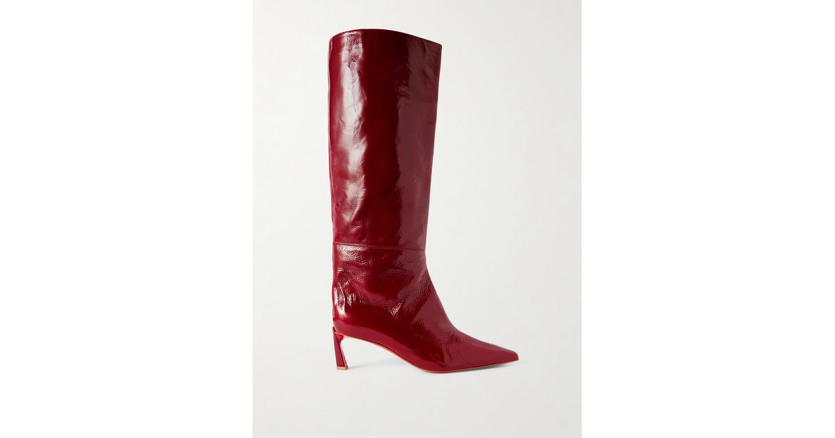 Christian Louboutin Condorocombo 55 Patent-Leather Knee Boots in Red | Lyst