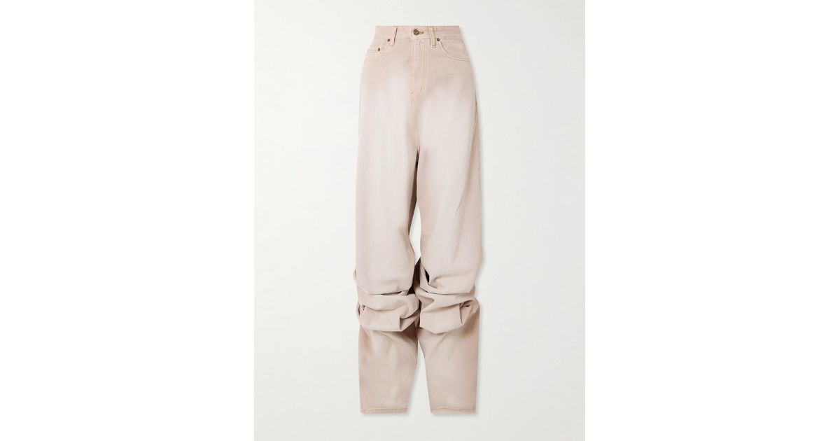 Y. Project Gathered Mid-Rise Wide-Leg Jeans in Natural | Lyst UK