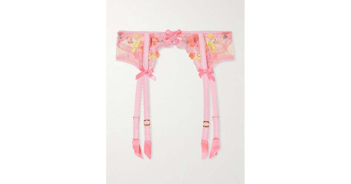 Agent Provocateur Rixie Bow-Detailed Lace-Trimmed Embroidered Tulle ...