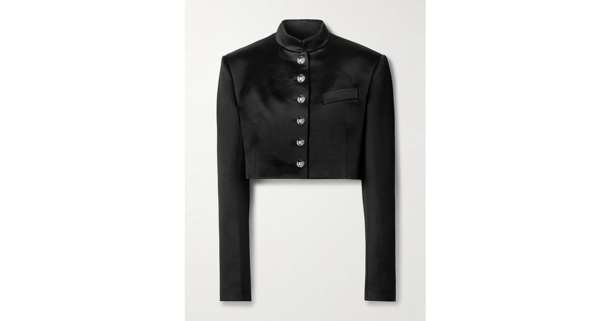 Khaite Samuelson Cropped Duchesse-Satin Jacket in Black | Lyst