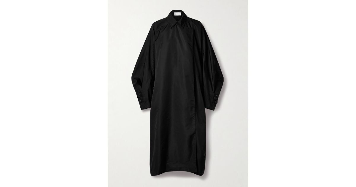The Row Clint Oversized Silk-Shell Coat in Black | Lyst