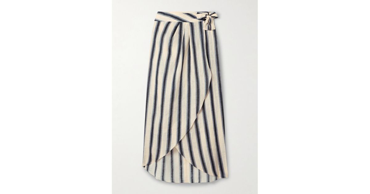 Johanna Ortiz Waves Of Destiny Wrap-Effect Pleated Striped Linen Pareo ...