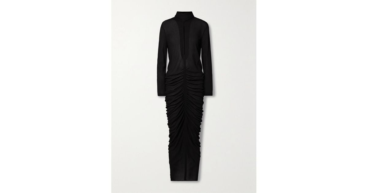Givenchy Cutout Ruched Stretch-Crepe Turtleneck Gown in Black | Lyst UK