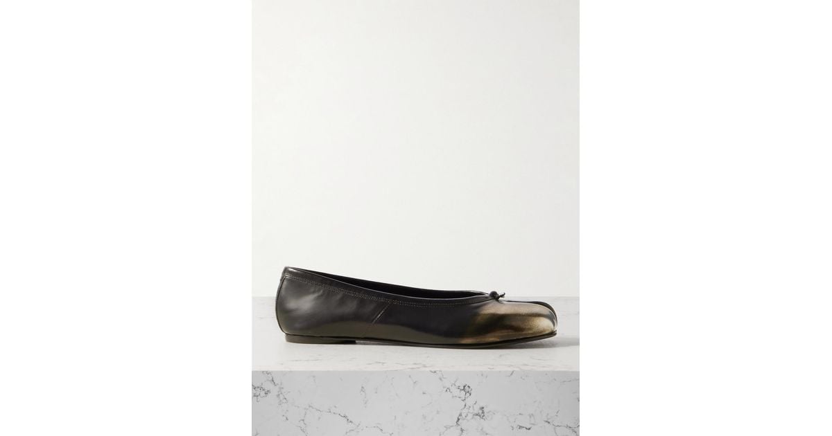 Maison Margiela Tabi Split-Toe Patent-Leather Ballet Flats in Brown | Lyst
