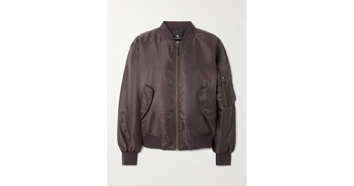 Anine Bing Leon Shell Bomber Jacket in Brown | Lyst UK