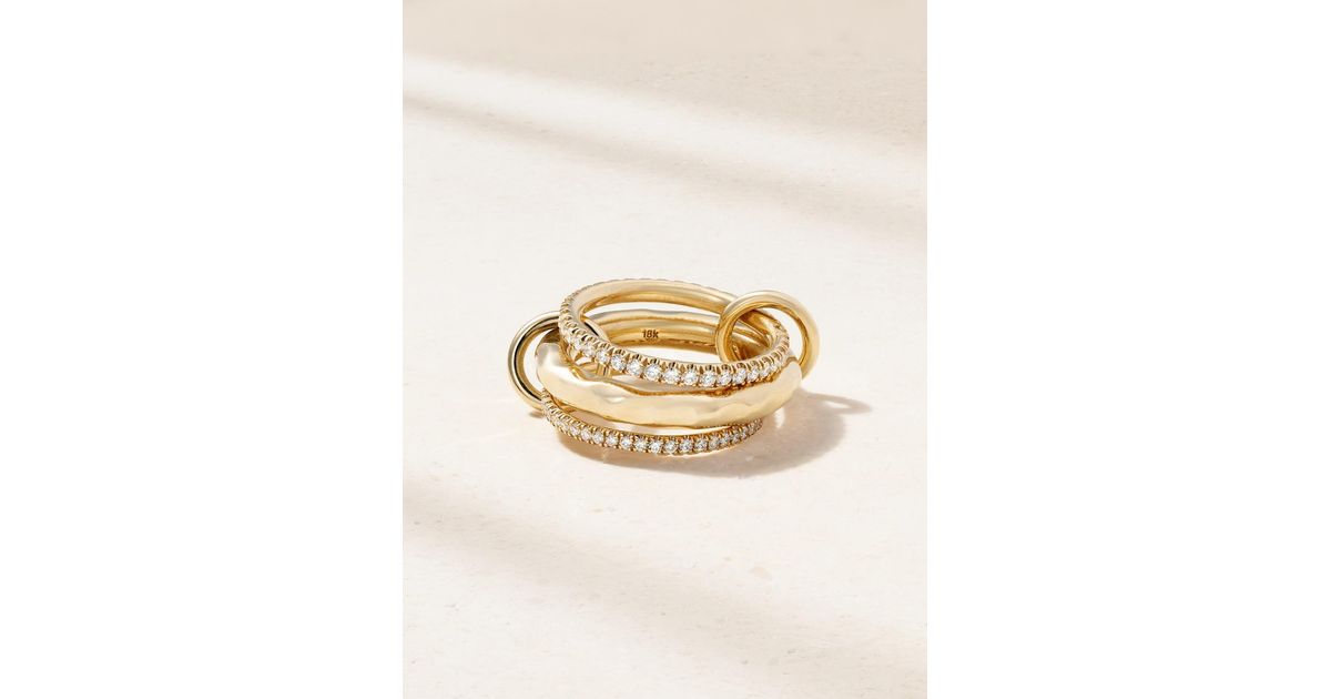 Spinelli Kilcollin Theo Set Of Three 18-Karat Diamond Rings in Natural ...