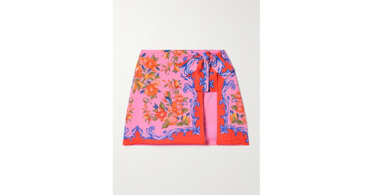 FARM Rio Sicily Printed Cotton-Voile Pareo in Red | Lyst