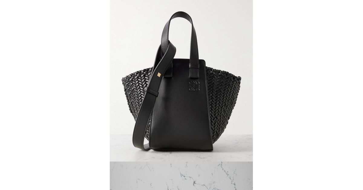 Loewe Hammock Woven Leather Tote Bag in Black | Lyst