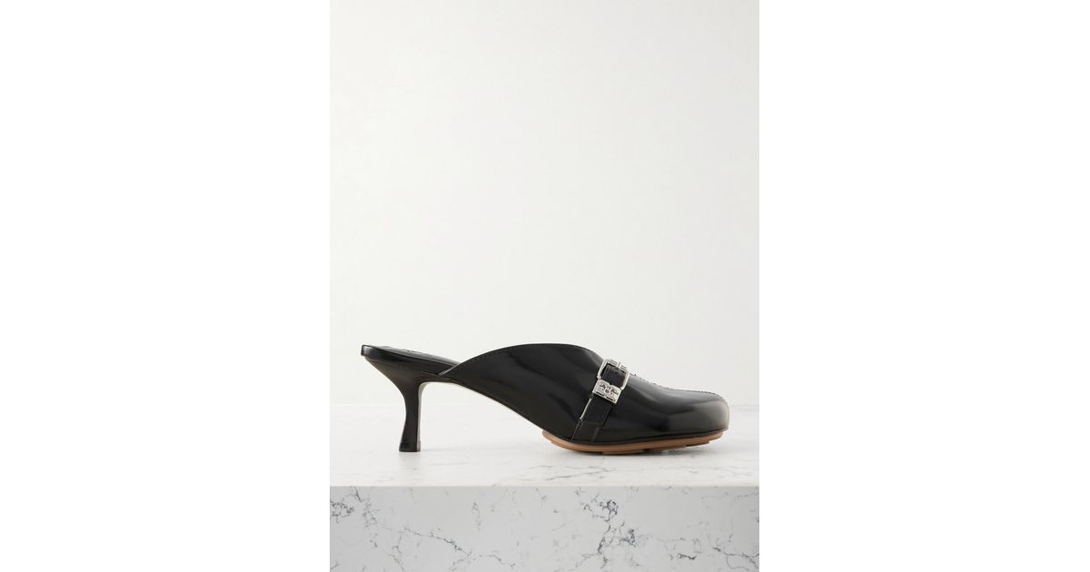 Ganni Sue Buckled Oleatex Mules in Black | Lyst UK