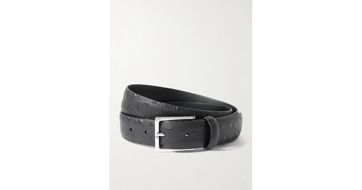 Anderson's Ostrich-Effect Leather Belt in Black | Lyst