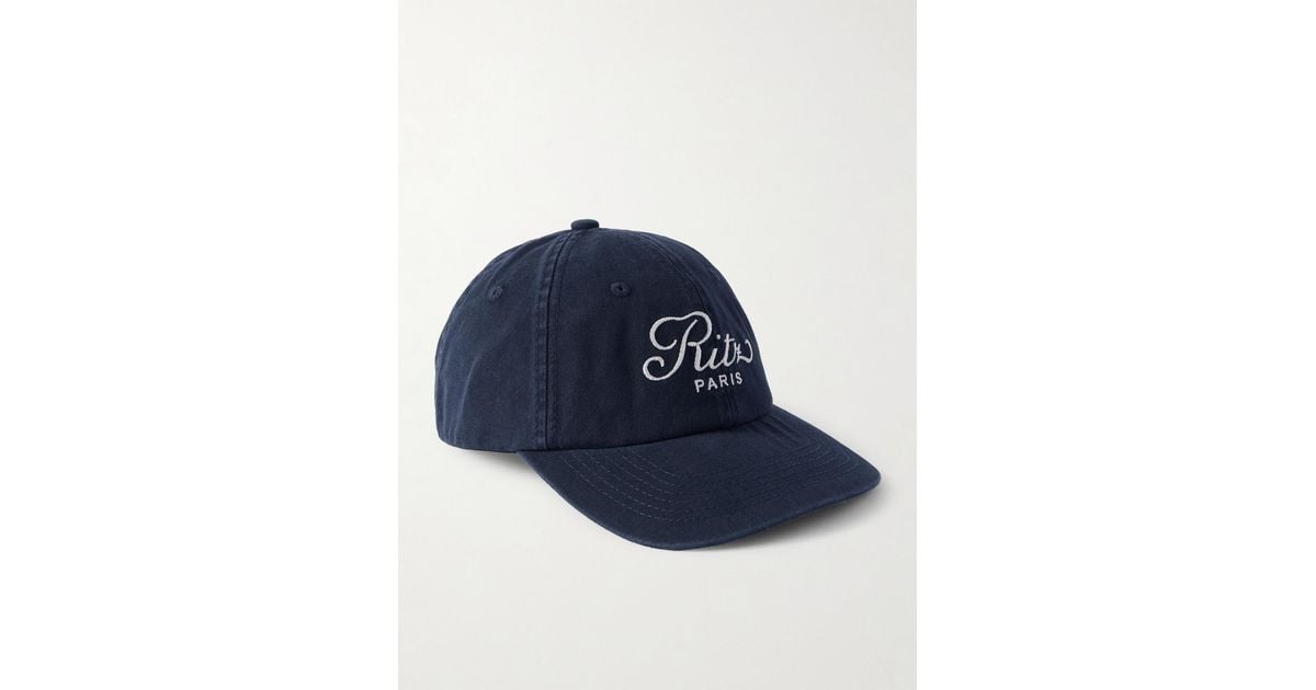 FRAME Ritz Paris Embroidered Cotton-Twill Baseball Cap in Blue | Lyst