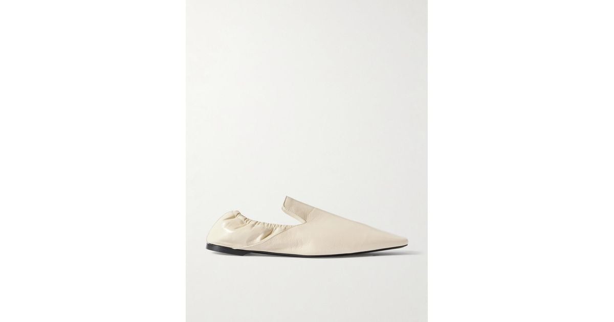 TOTEME Gathered Leather Loafers in White | Lyst