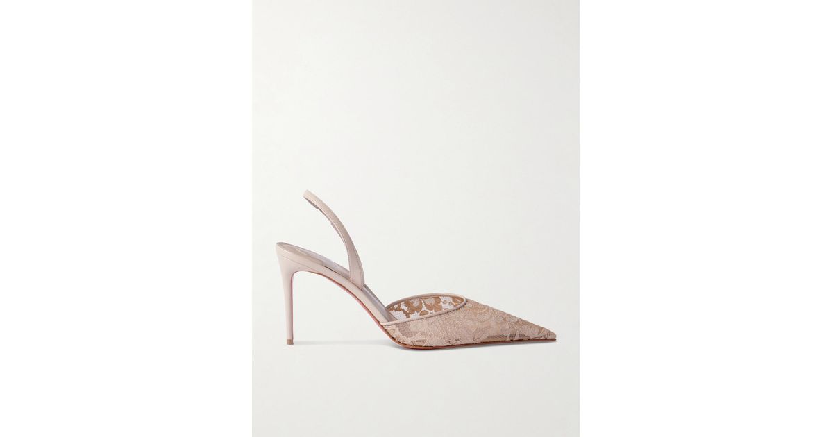 Christian Louboutin Kate Max 85 Leather-Trimmed Lace Slingback Pumps in ...