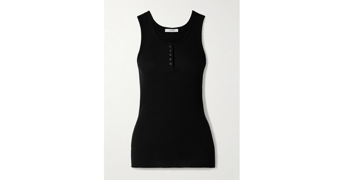 The Row Mansel Ribbed Cotton-Blend Tank in Black | Lyst