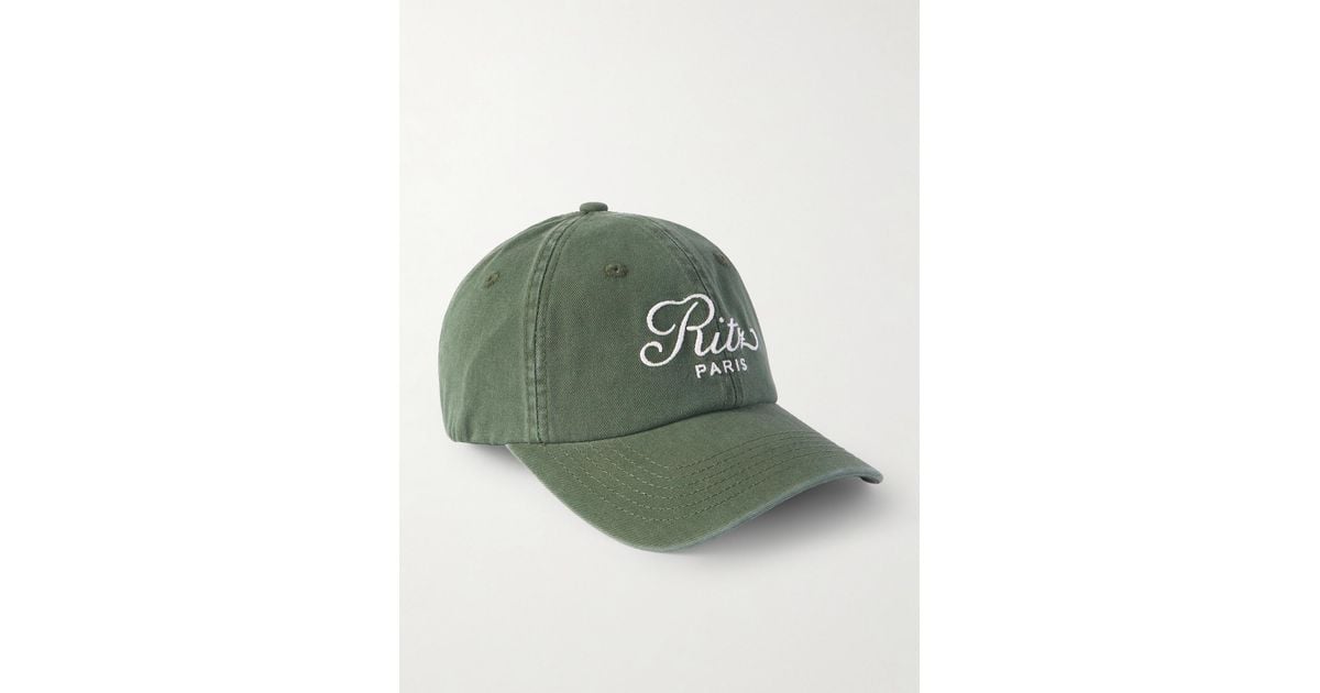 FRAME Ritz Paris Embroidered Cotton-Twill Baseball Cap in Green | Lyst