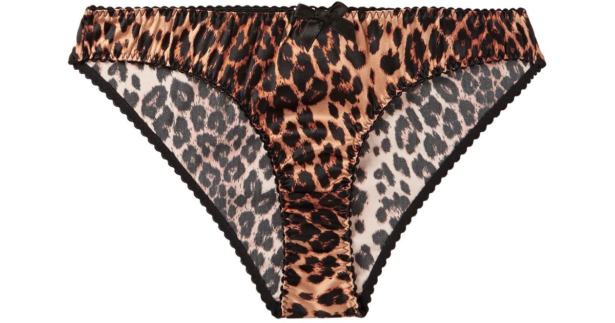 Agent Provocateur Bessie Leopard Print Stretch Silk Satin Briefs In