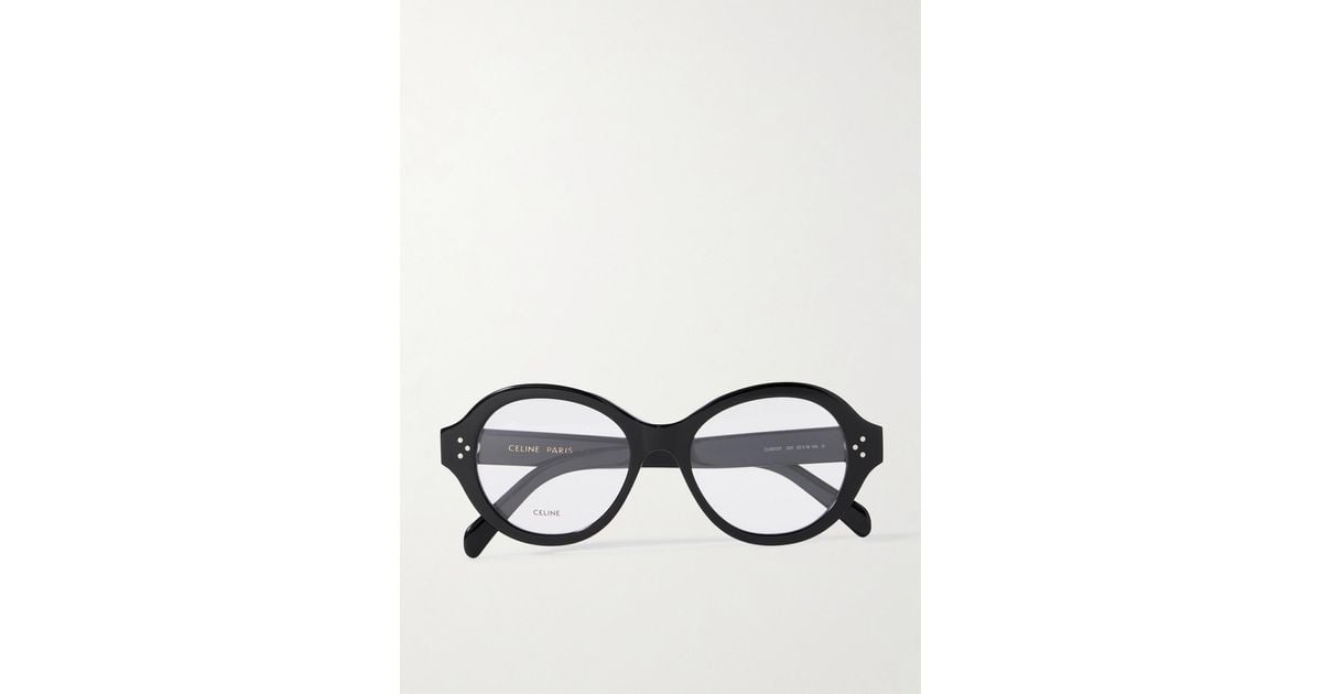 Celine Round-Frame Acetate Optical Glasses in Black | Lyst