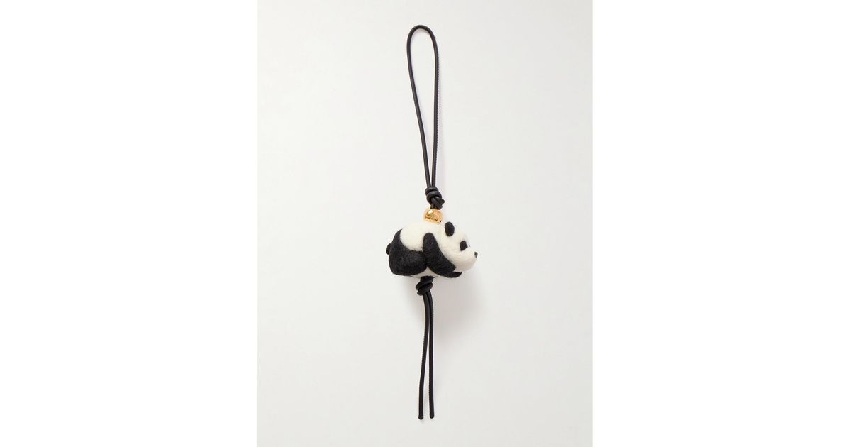Loewe Suna Fujita Panda Felt, Leather And-Tone Bag Charm in Natural | Lyst