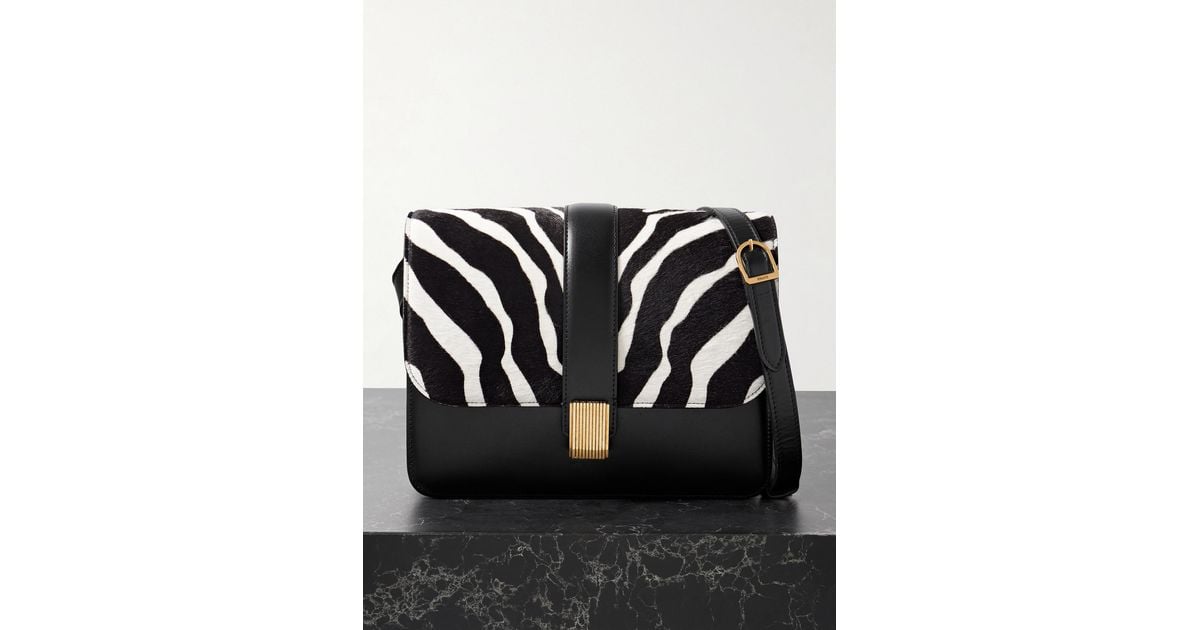 KHAITE Blake Zebra-Print Calf Hair And Leather Shoulder Bag in Black ...