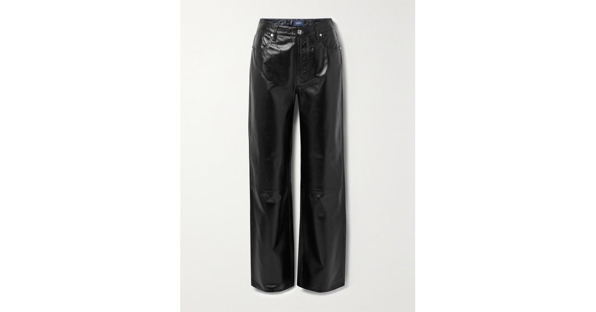 Citizens of Humanity Annina Patent-Leather Wide-Leg Pants in Black ...