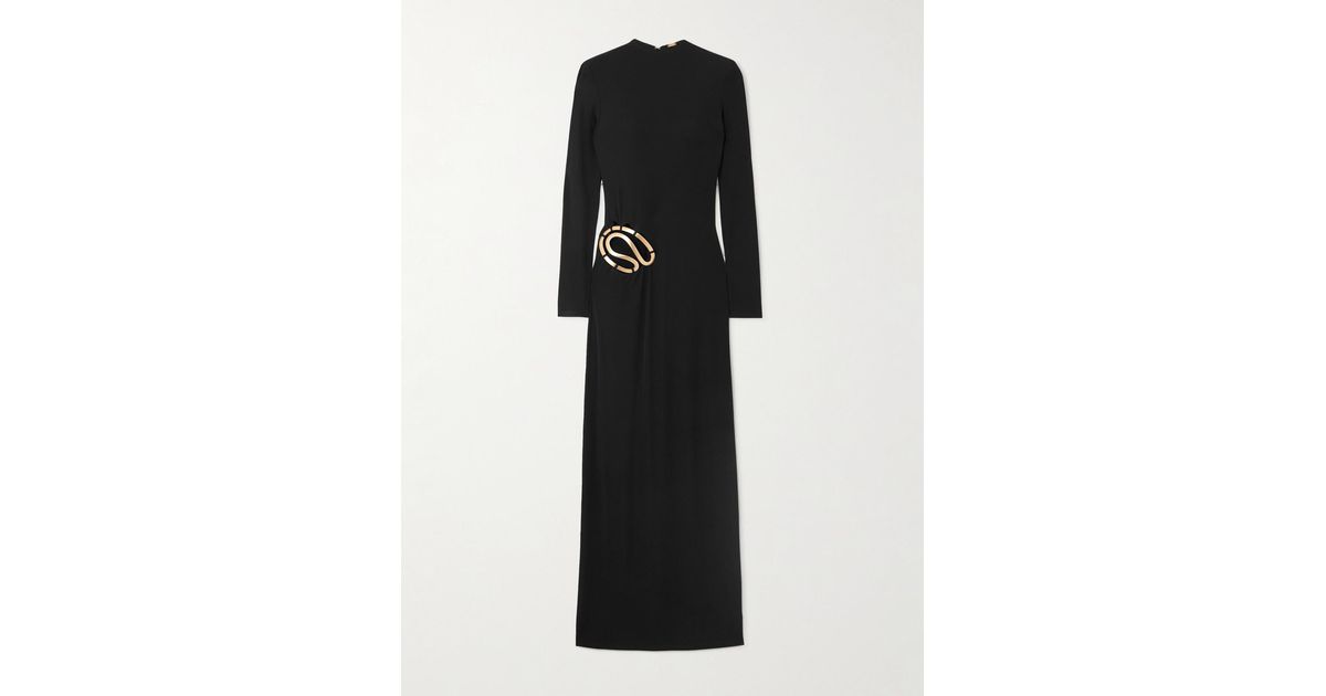 Cult Gaia Jacenta Embellished Cutout Jersey Gown in Black | Lyst
