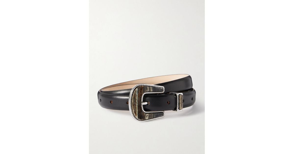 DEHANCHE Travertine Embellished Leather Belt in Black | Lyst