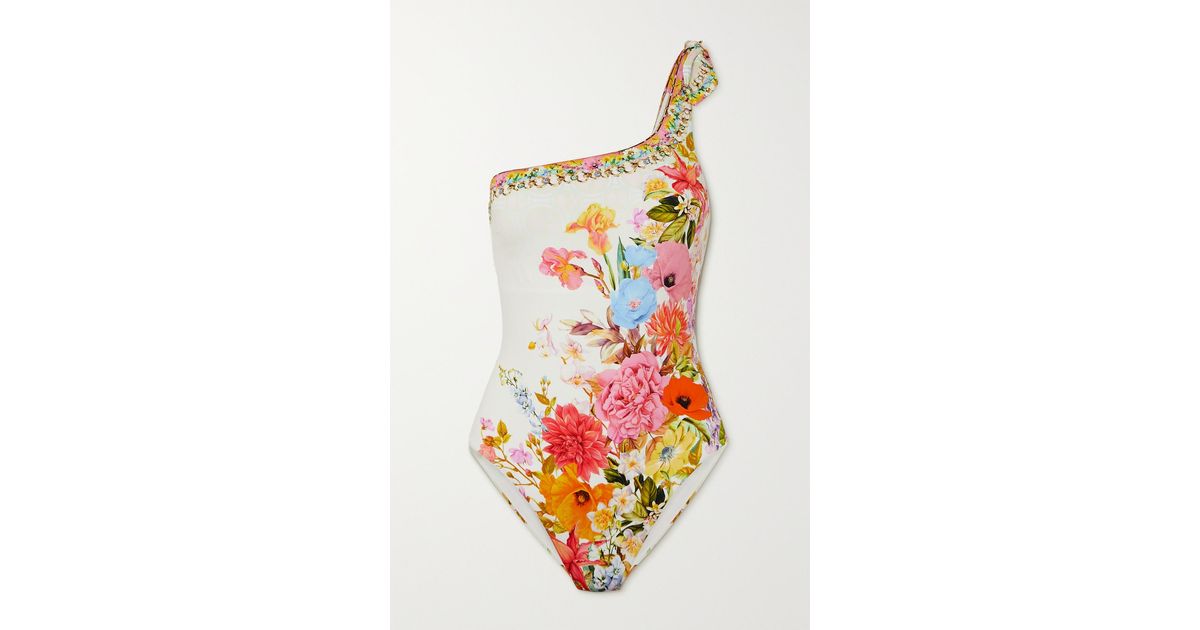 Camilla Embellished Floral Print Swimsuit In White Lyst