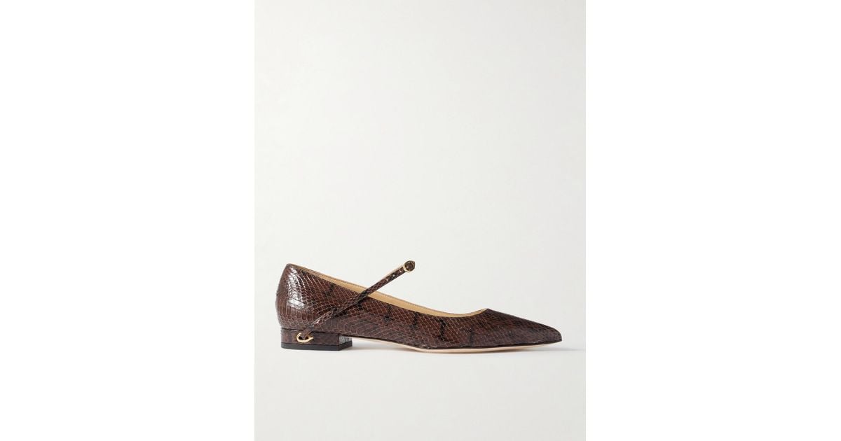 Jennifer Chamandi Lorenzo 20 Elaphe Point-Toe Flats in Brown | Lyst