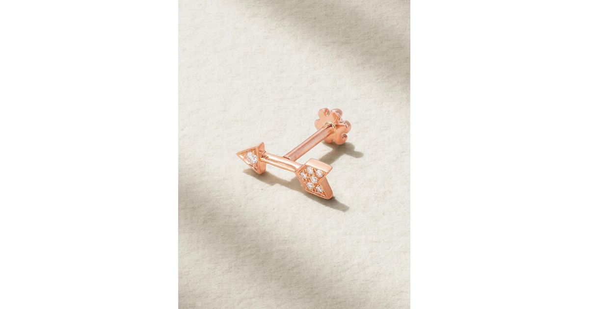 Maria Tash Arrow 10Mm 18-Karat Rose Diamond Earring in Natural | Lyst