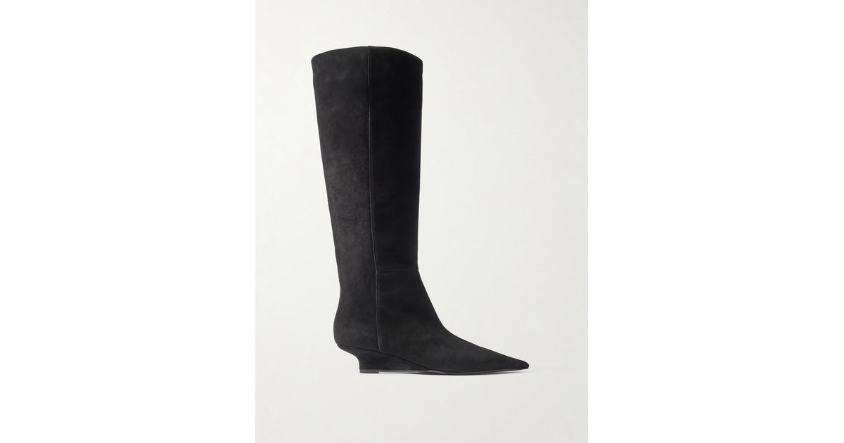 TOTEME Sharp Suede Knee Boots in Black | Lyst