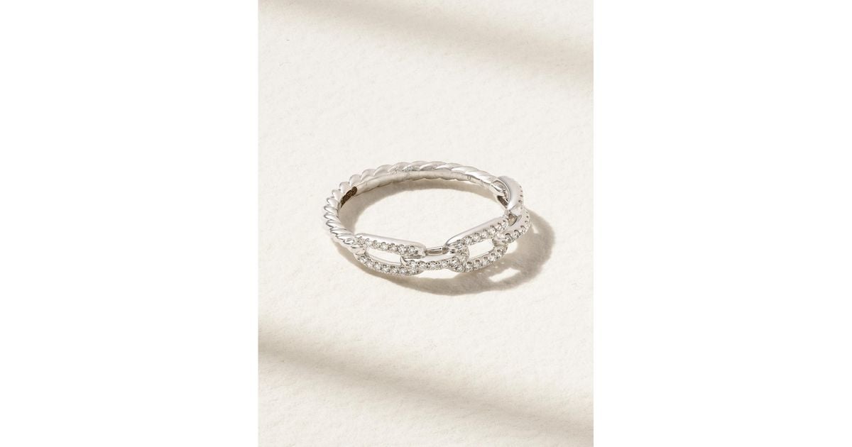 David Yurman Stax Chain Link 18-Karat Diamond Ring in Natural | Lyst