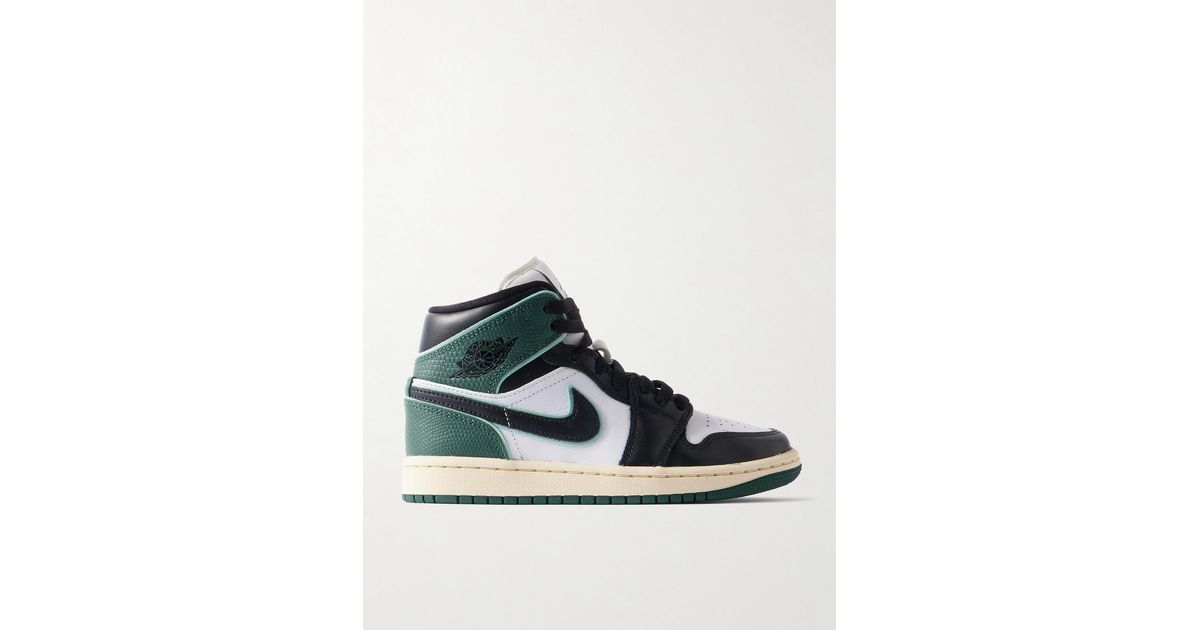 Nike Air Jordan 1 Mid Se Smooth And Lizard-Effect Leather High Top ...