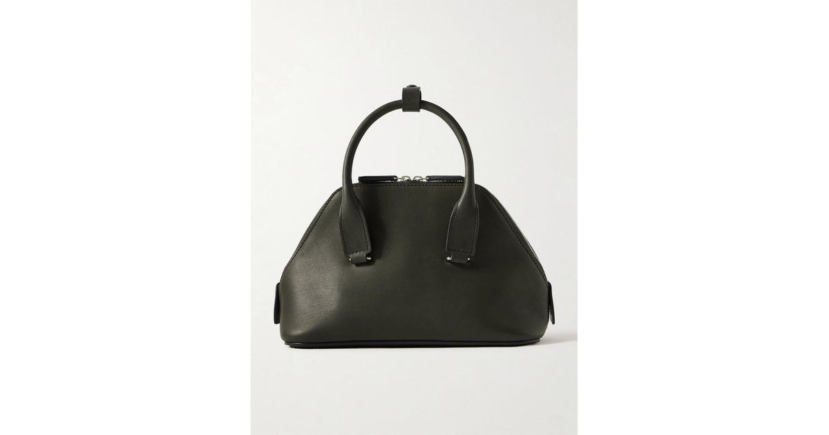 The Row Devon Mini Leather Tote in Black | Lyst