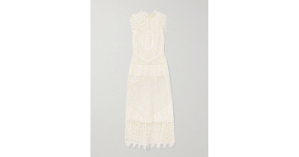 Ulla Johnson Flora Guipure Lace-Trimmed Linen Maxi Dress in White | Lyst