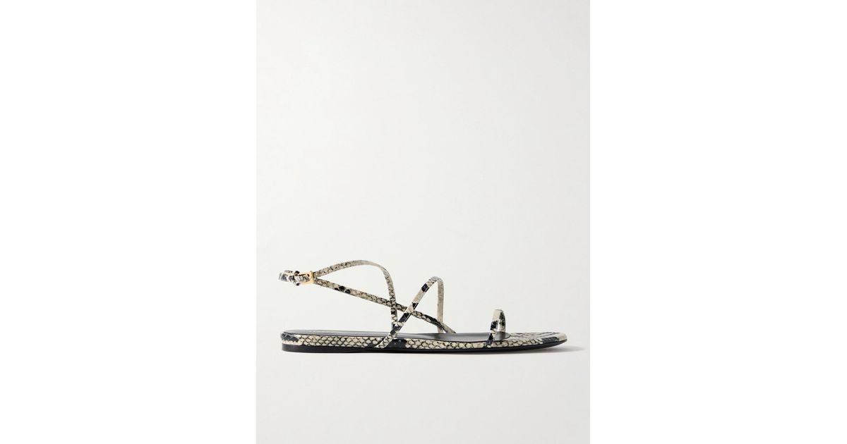 KHAITE Loop Snake-Effect Leather Sandals in Natural | Lyst