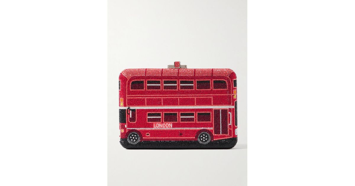 Judith Leiber Double-Decker Crystal-Embellished-Tone Clutch in Red | Lyst