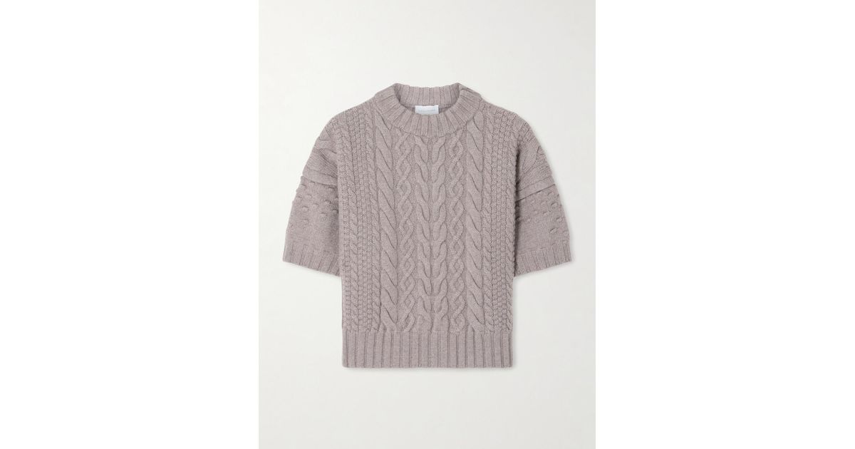 Violante Nessi Ruscha Cable-Knit Wool Sweater in Grey | Lyst UK