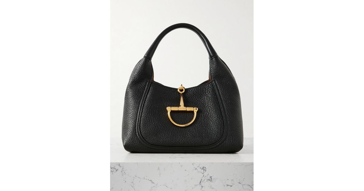 Gucci Softbit Medium Textured-Leather Tote in Black | Lyst