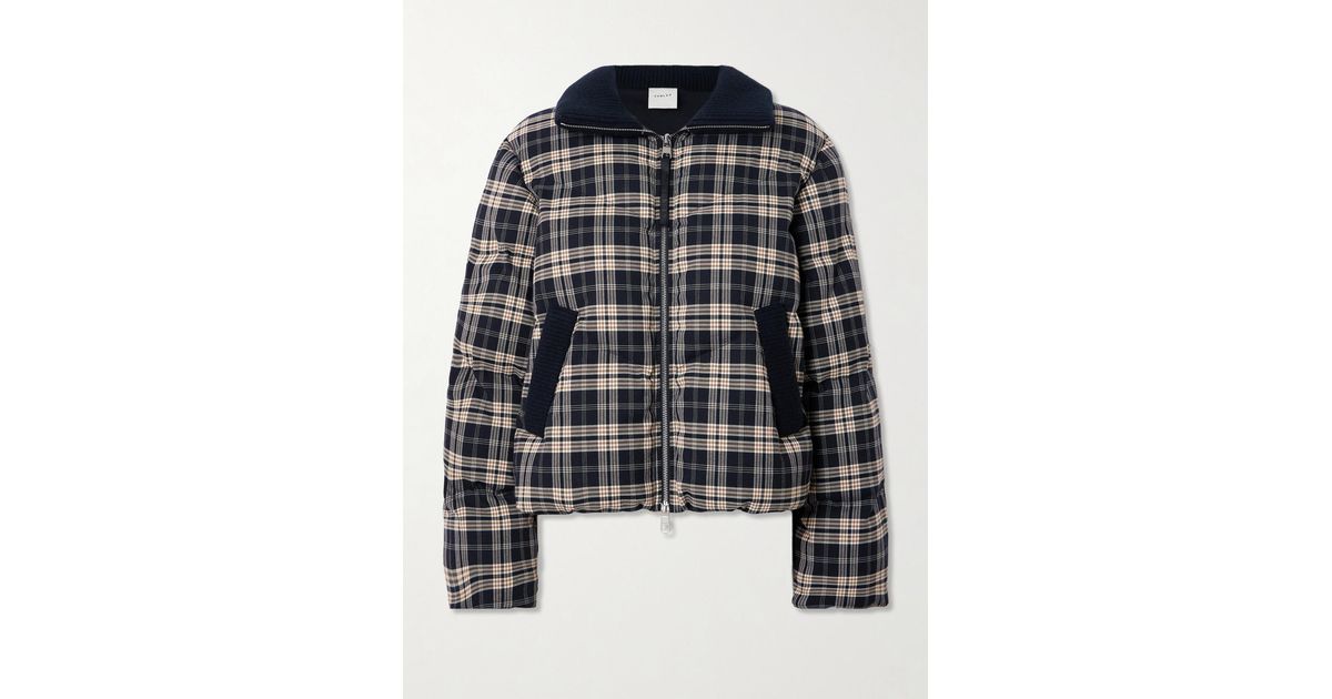 Varley Bryony Ribbed Knit-Trimmed Quilted Checked Ski Jacket in Blue ...