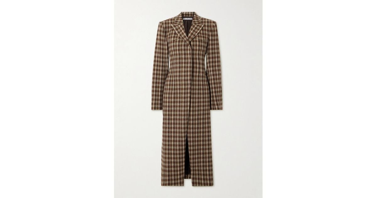 Acne Studios Checked Tweed Coat in Natural | Lyst