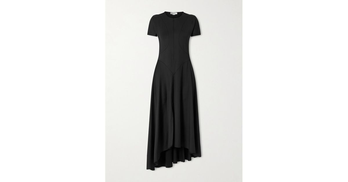 Victoria Beckham Stretch-Jersey Zip-Up Midi Dress in Black | Lyst UK