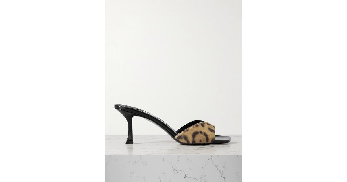 Jimmy Choo Skye 70 Leopard-Print Calf Hair Mules in Natural | Lyst