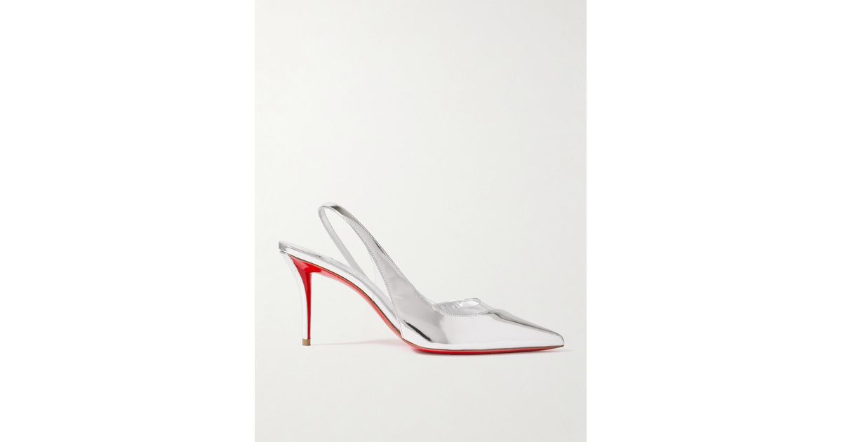 Christian Louboutin Posticha 80 Metallic Leather And Pvc Slingback ...
