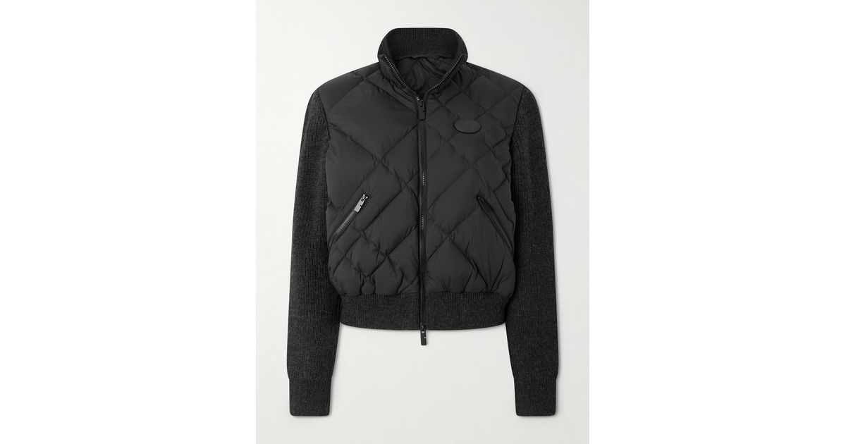 Burberry Ribbed Wool-Blend Paneled Padded Shell Down Jacket in Black | Lyst
