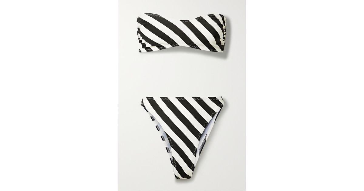 Norma Kamali Sunglass Striped Bandeau Bikini in White | Lyst Norma Kamali Sunglass Striped Bandeau Bikini in White | Lyst
