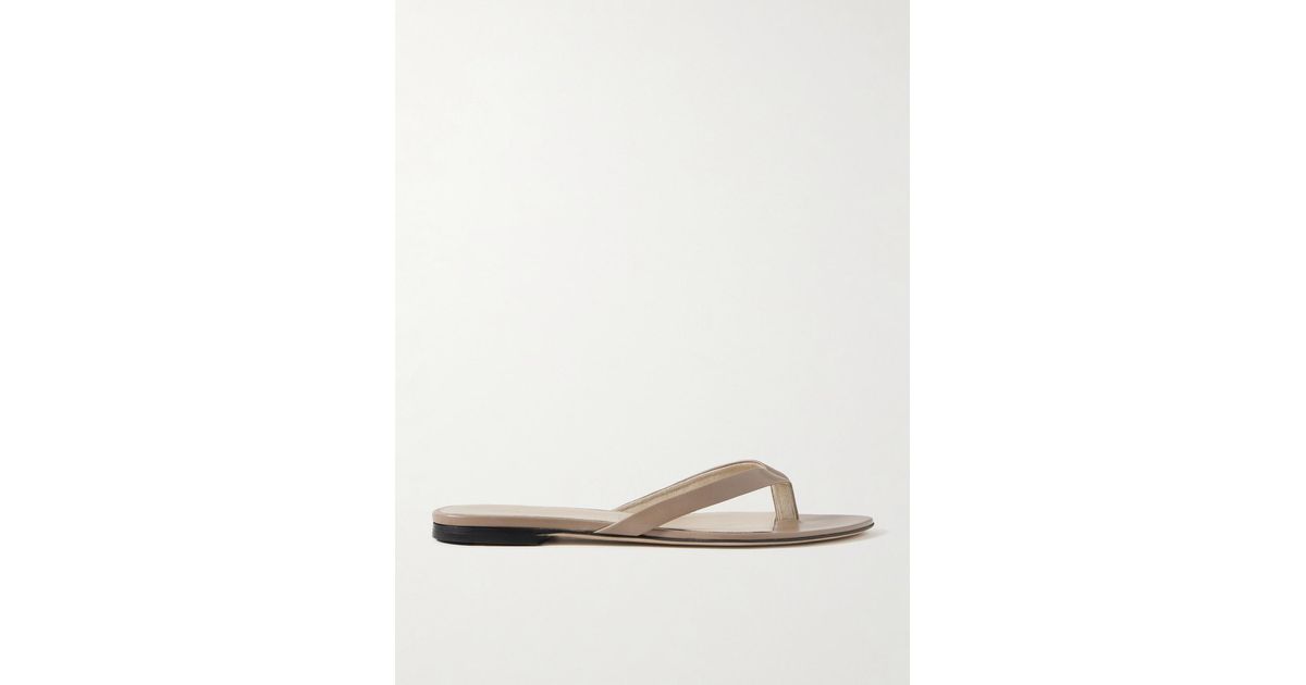 The Row Sacha Leather Flip Flops in Natural | Lyst UK