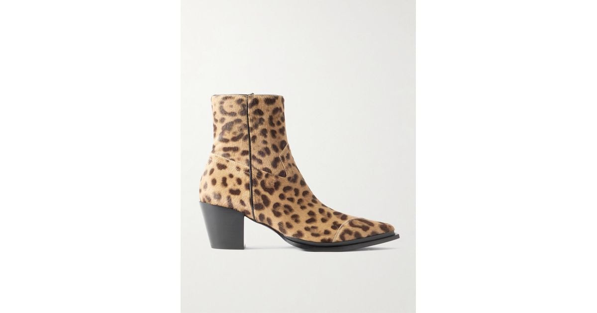 Jimmy Choo Cece 60 Leopard-Print Pony Hair Ankle Boots in Natural | Lyst