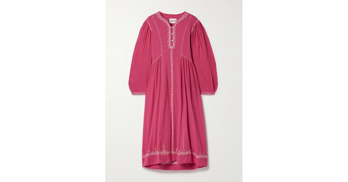 Isabel Marant Pippa Oversized Embroidered Cotton Midi Dress in Pink ...